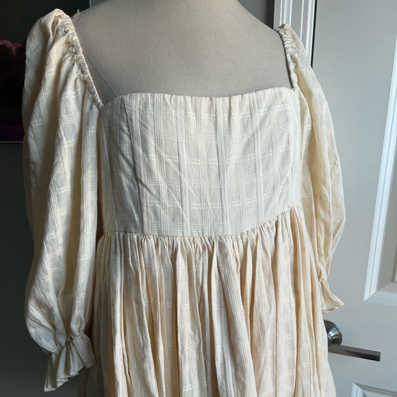Mable | Dresses | Mable X Anthropologie Cream Plaid Dress M Cotton ...